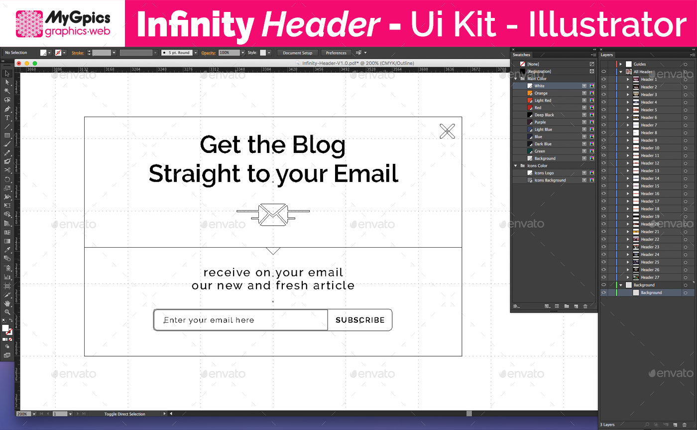 Infinity Header - UI Kit, Web Elements | GraphicRiver
